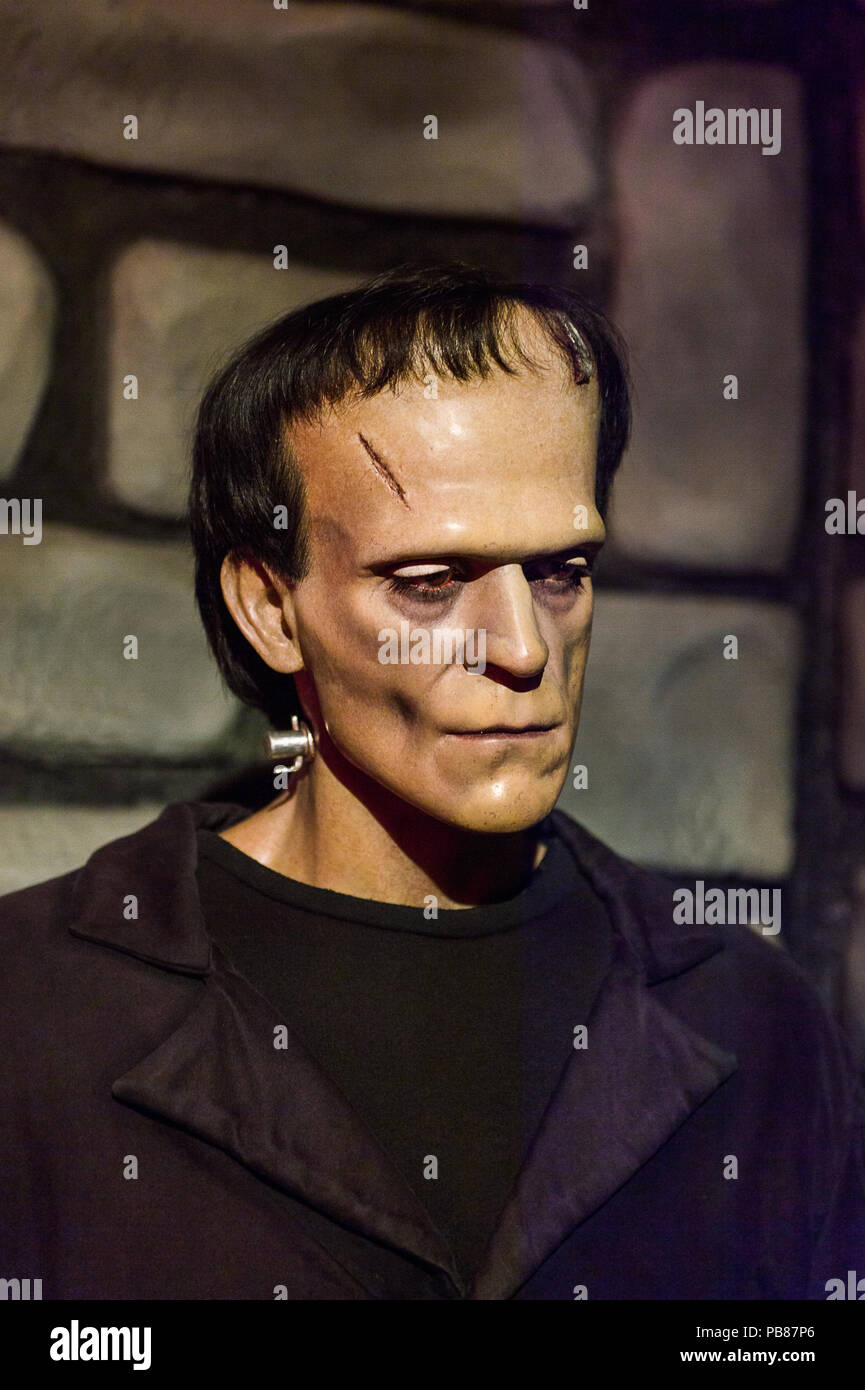 NEW YORK, USA - SEP 22, 2015: Frankenstein in the Madame Tussaud wax ...