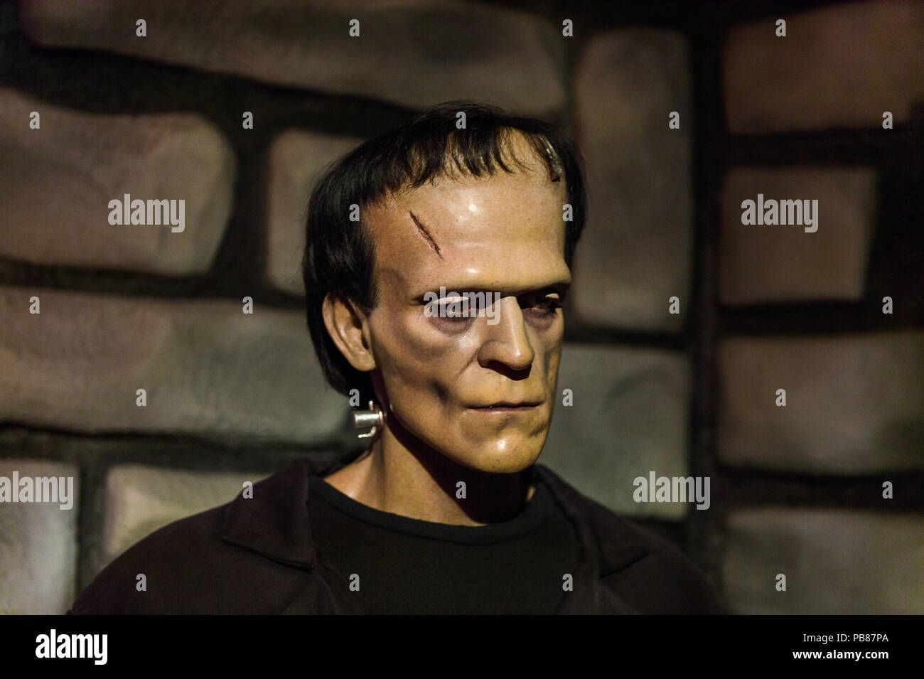 NEW YORK, USA - SEP 22, 2015: Frankenstein in the Madame Tussaud wax ...
