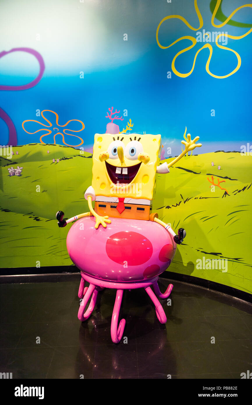 NEW YORK, USA - SEP 22, 2015: Sponch Bob in the Madame Tussaud wax ...