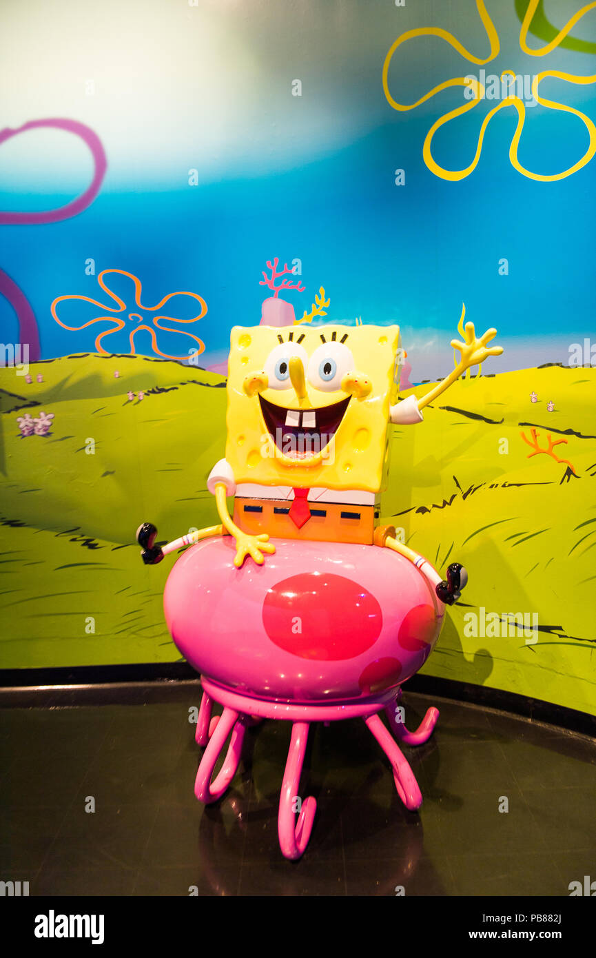 NEW YORK, USA - SEP 22, 2015: Sponch Bob in the Madame Tussaud wax ...