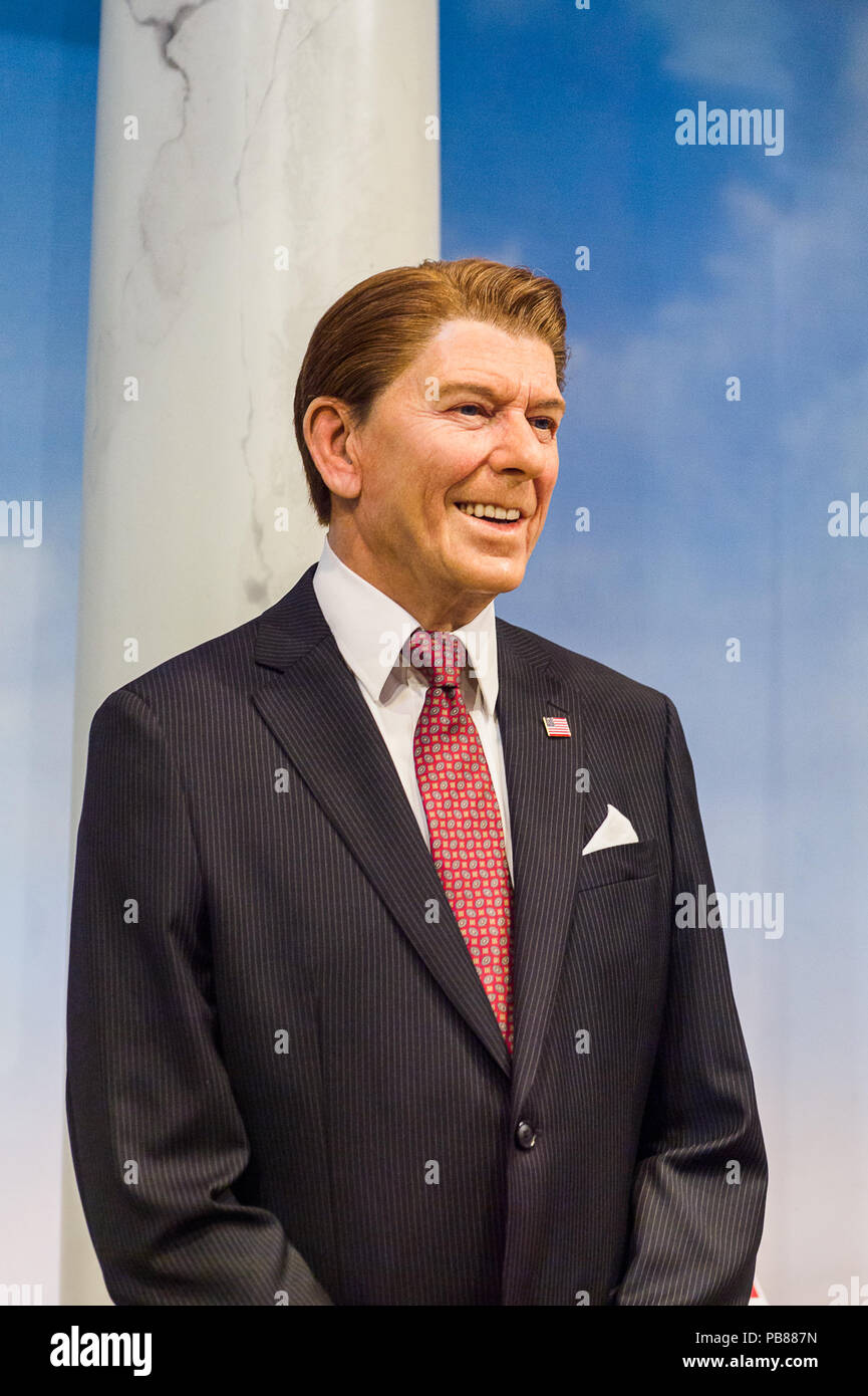 NEW YORK, USA - SEP 22, 2015: Ronald Reagan in Madame Tussaud wax ...