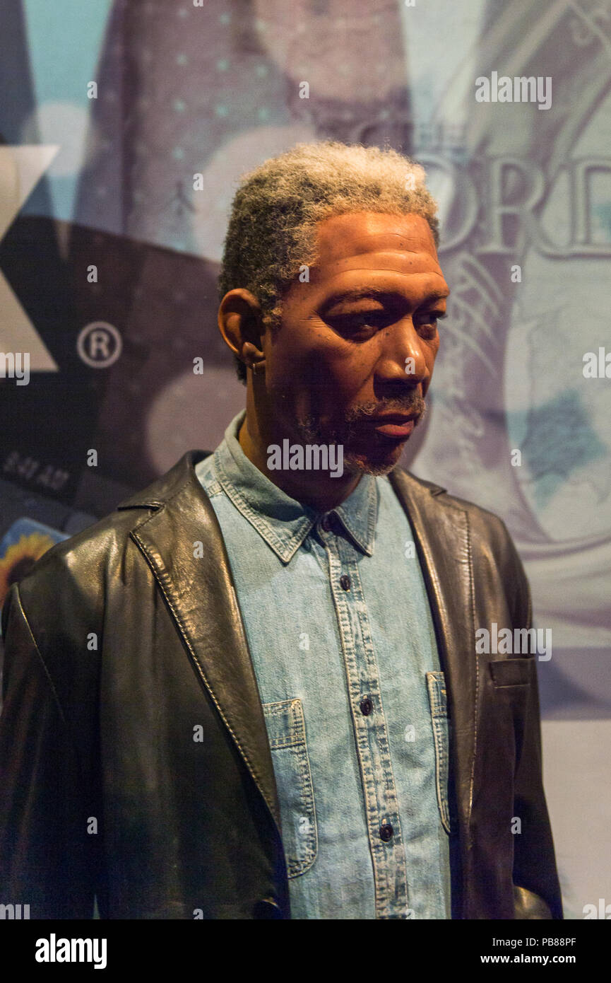 NEW YORK, USA - SEP 22, 2015: Morgan Freeman in Madame Tussaud wax ...