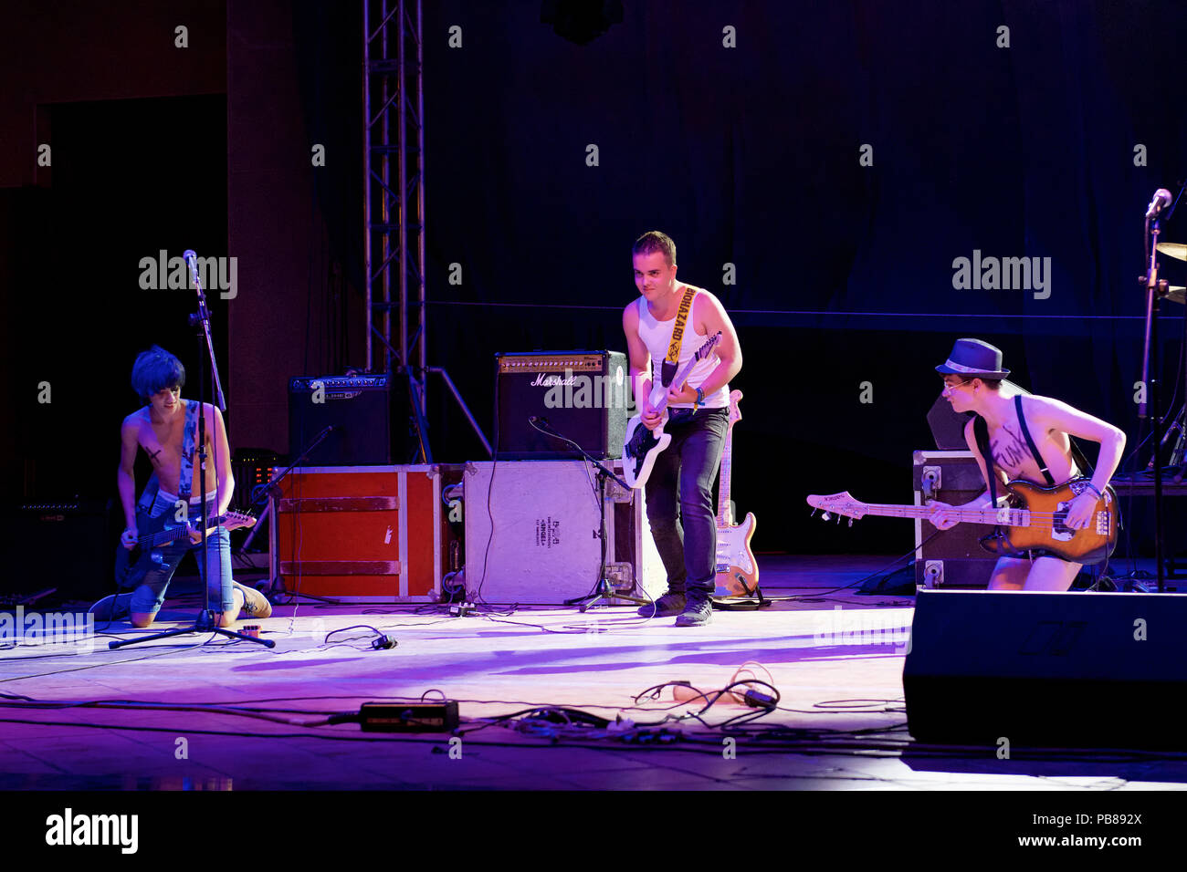 Music group Brainstorming performing on a stage Stock Photo - Alamy