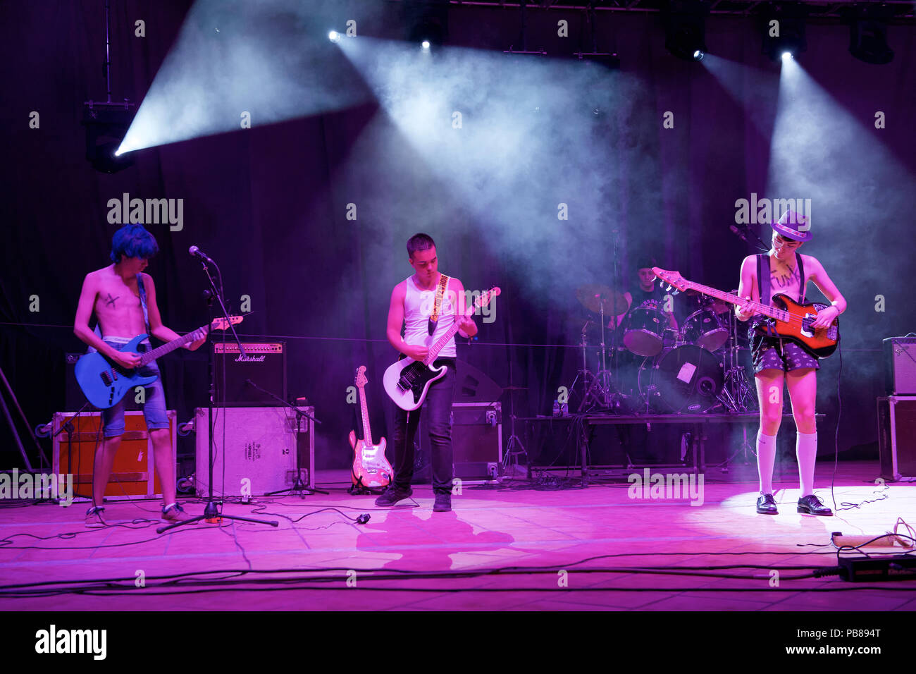Music group Brainstorming performing on a stage Stock Photo - Alamy