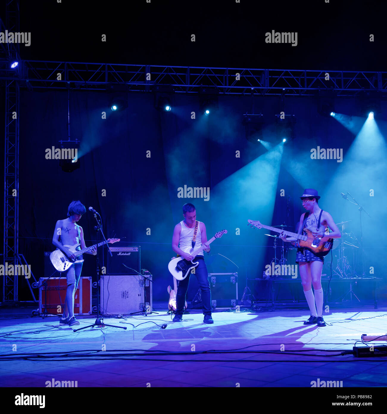Music group Brainstorming performing on a stage Stock Photo - Alamy