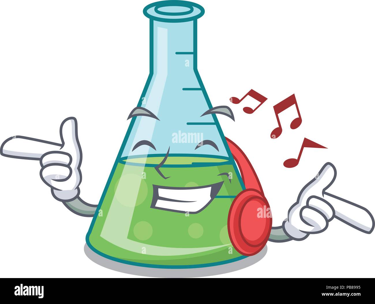 Listening music science beaker mascot cartoon Stock Vector Image & Art ...