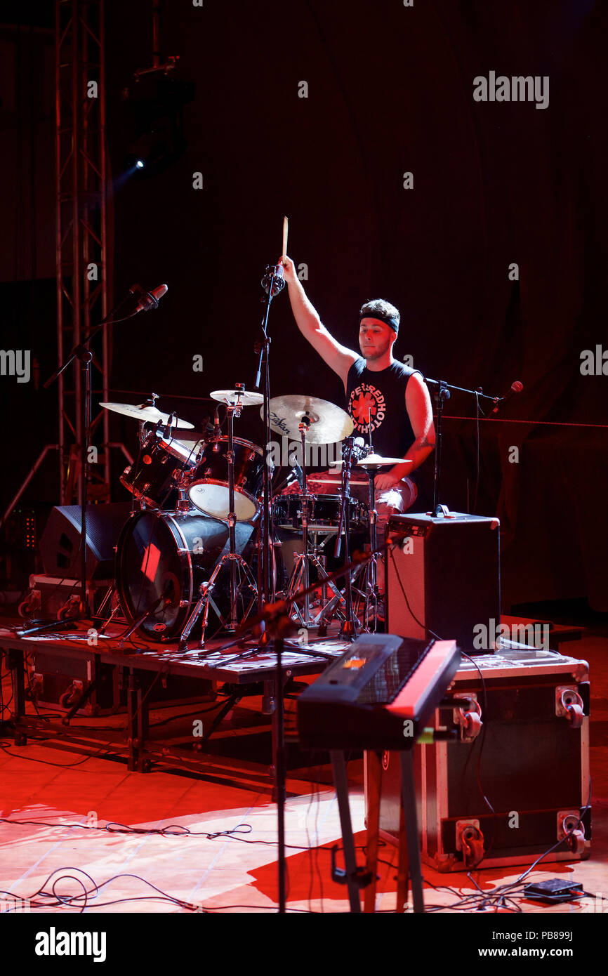 Music group Brainstorming performing on a stage Stock Photo - Alamy