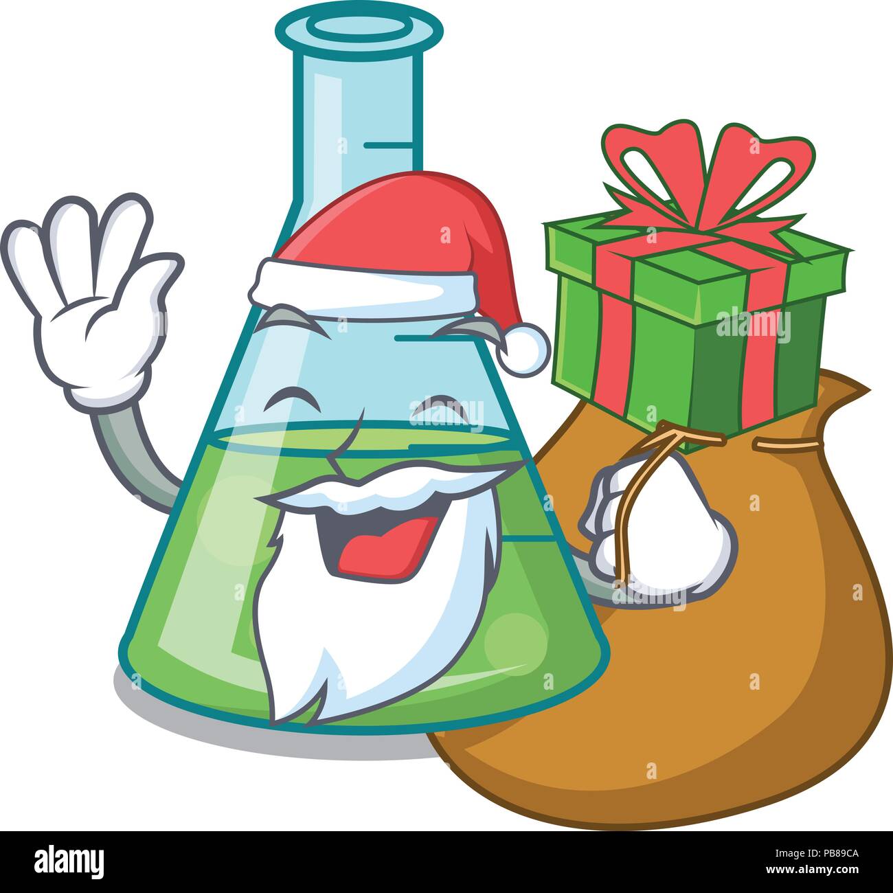 Santa with gift science beaker mascot cartoon Stock Vector Image & Art ...