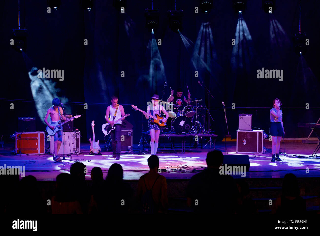 Music group Brainstorming performing on a stage Stock Photo - Alamy