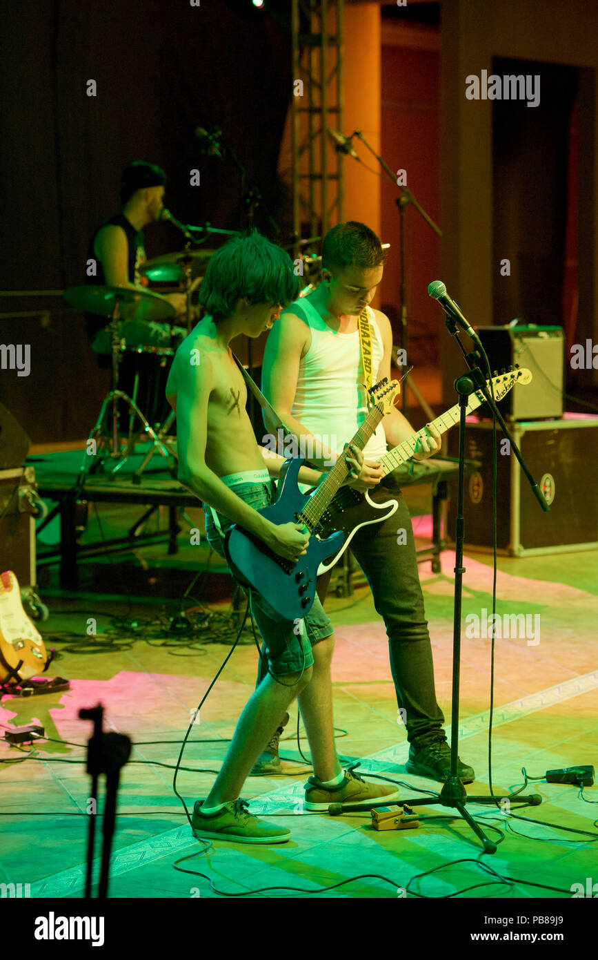 Music group Brainstorming performing on a stage Stock Photo - Alamy