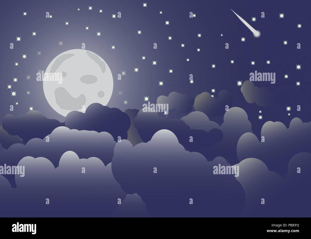 Full moon in cloudy night Stock Vector Images - Alamy