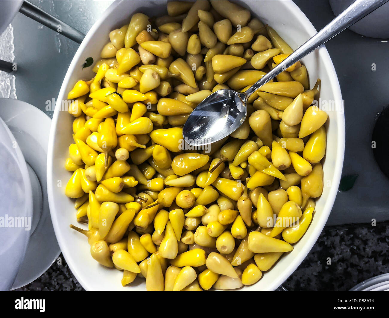 Spicy pickled Turkish pepper. Studio Photo Stock Photo - Alamy