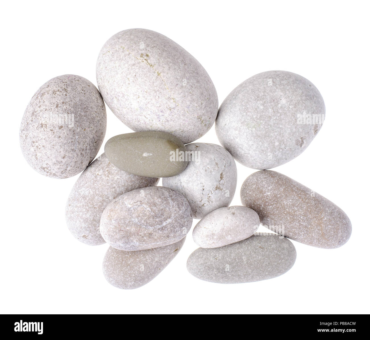 Light-gray stones of rounded shape, isolated on white. Studio Photo ...