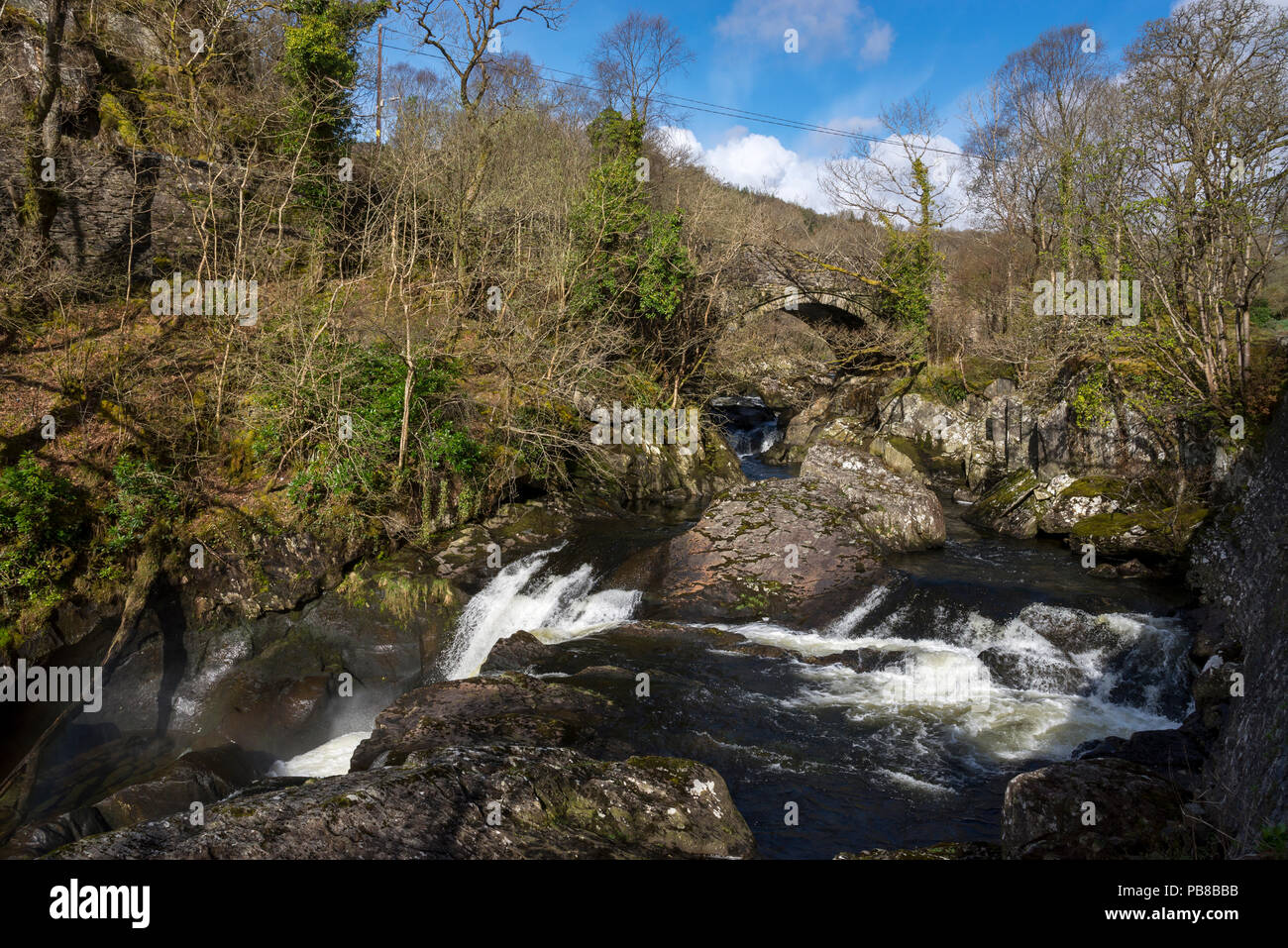 The Afon Llugwy at Pont Cyfyng near Capel Curig, North Wales, UK Stock ...
