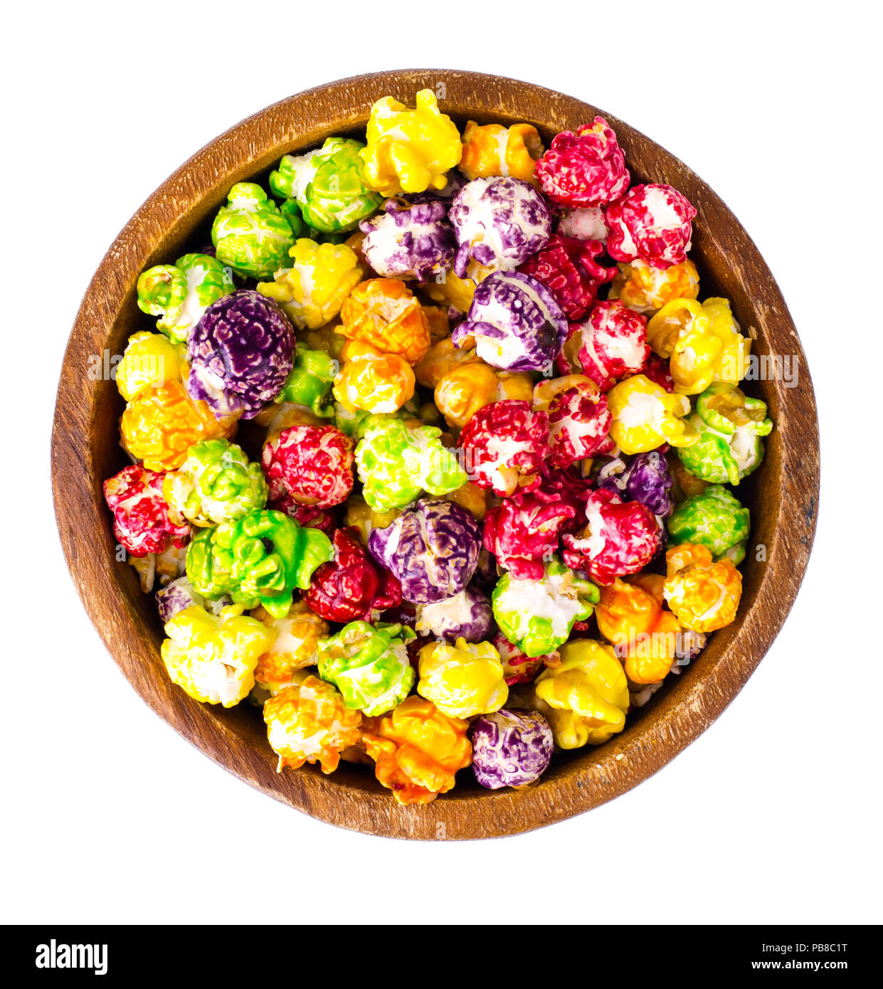 Colored popcorn on white background. Studio Photo Stock Photo - Alamy