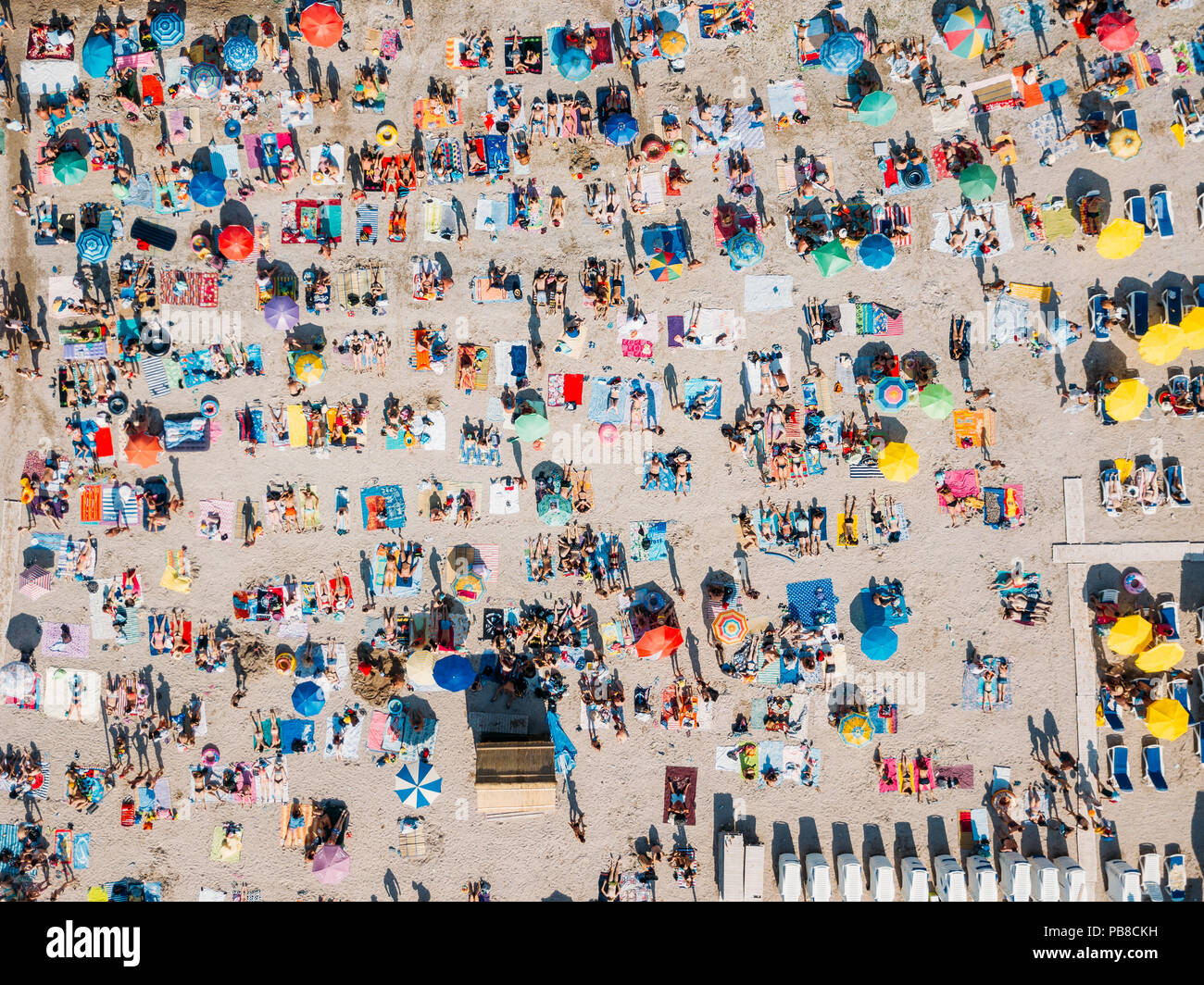 Aerial Summer View Of Crowded Beach Full Of People Stock Photo - Alamy