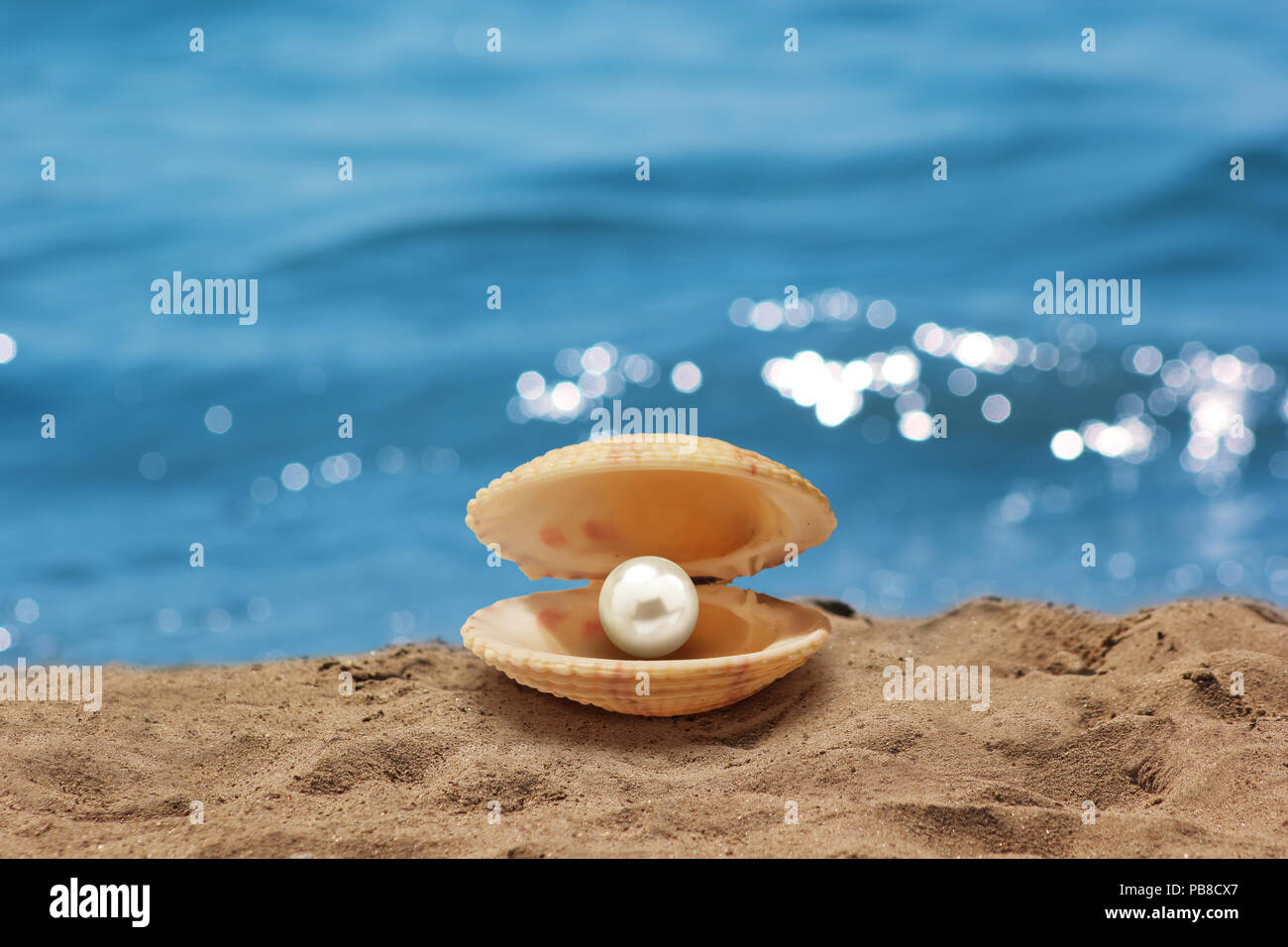 Shell with a pearl Stock Photo - Alamy