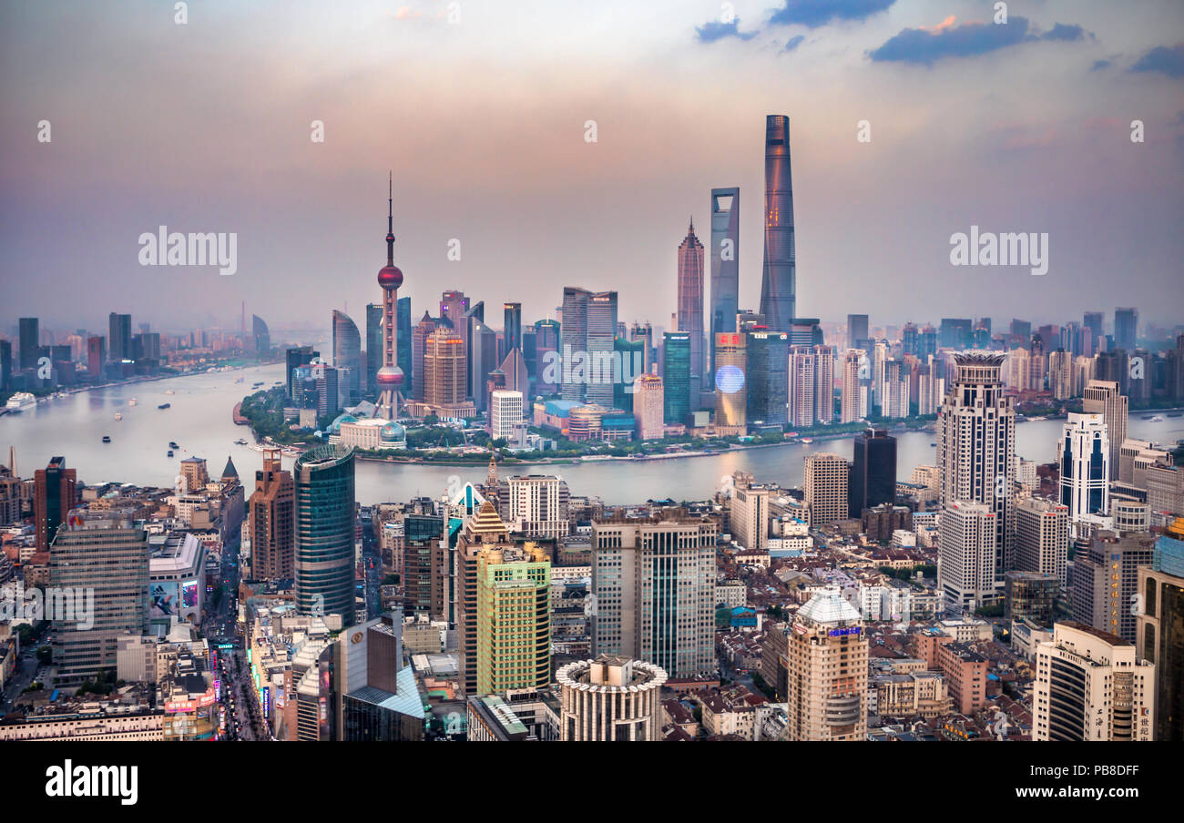 China, Shanghai City, Huangpu river,Pudong District, Lujiazui Area ...