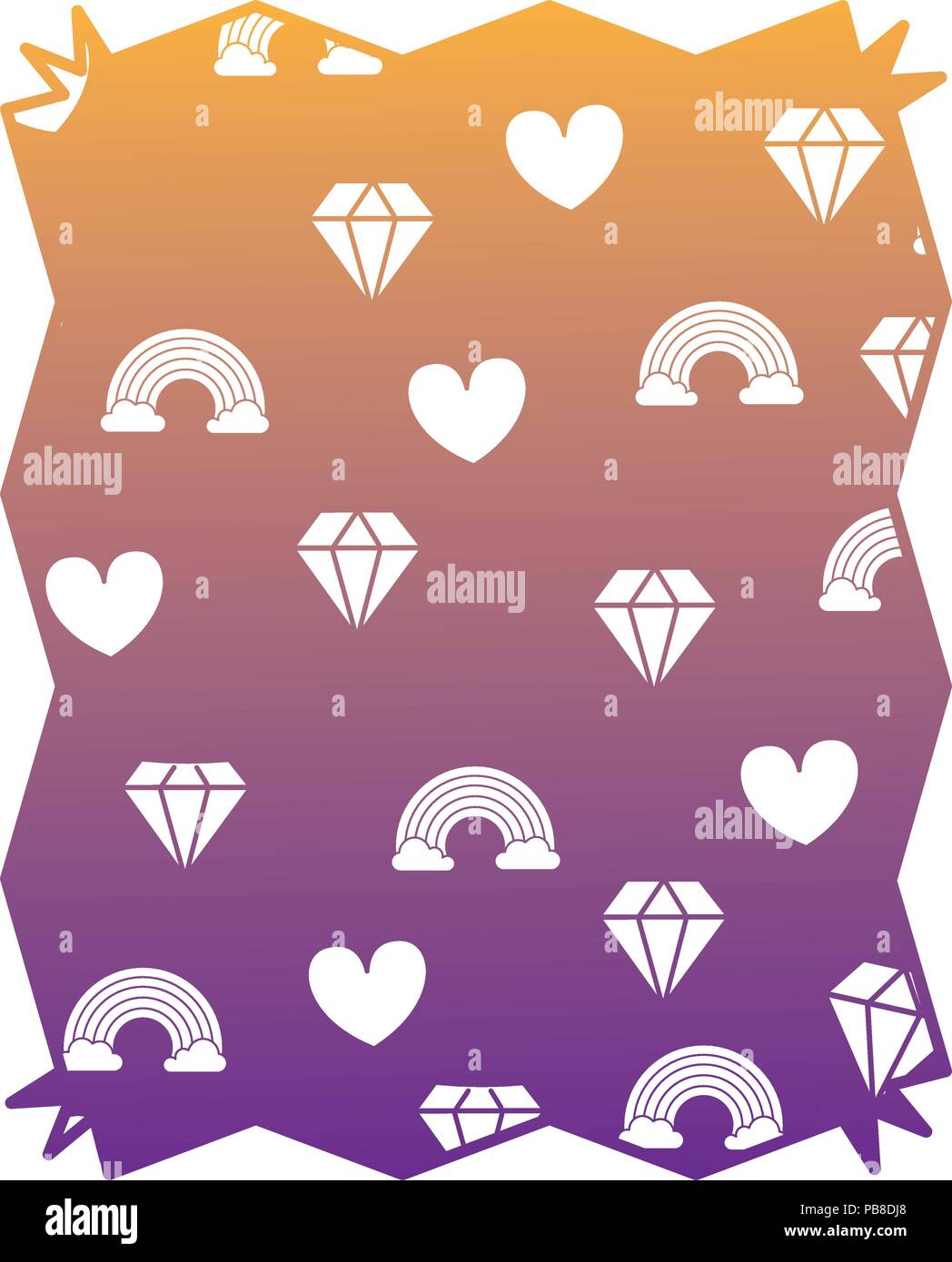 abstract frame with rainbow and diamonds pattern over background ...