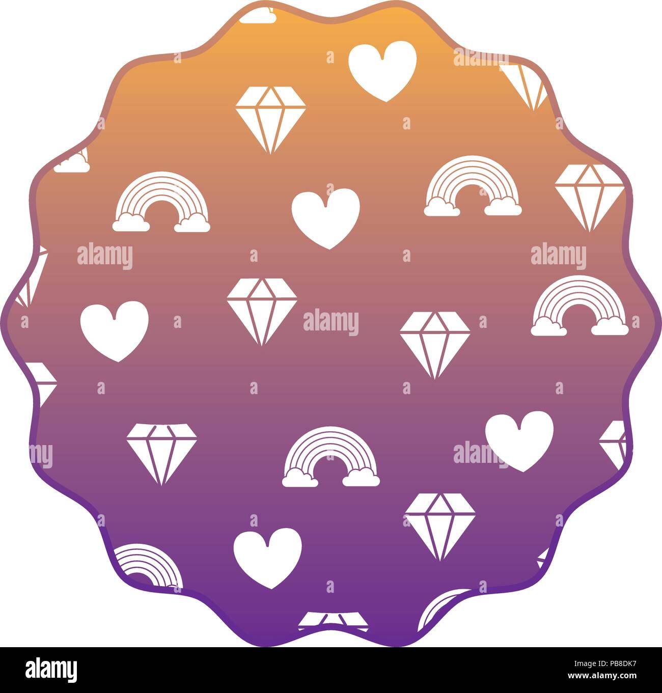 circular frame with rainbow and diamonds pattern over background ...