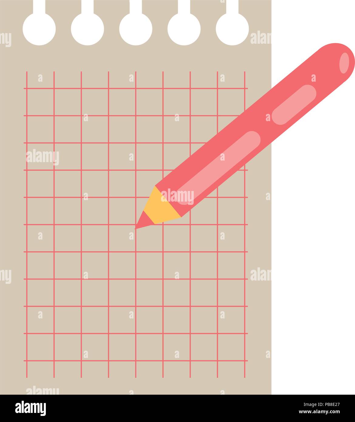 paper note and colored pencil icon over white background, vector ...