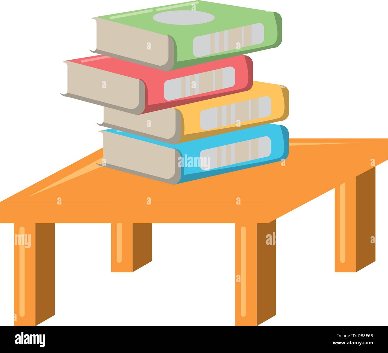 table with books icon over white background, vector illustration Stock ...