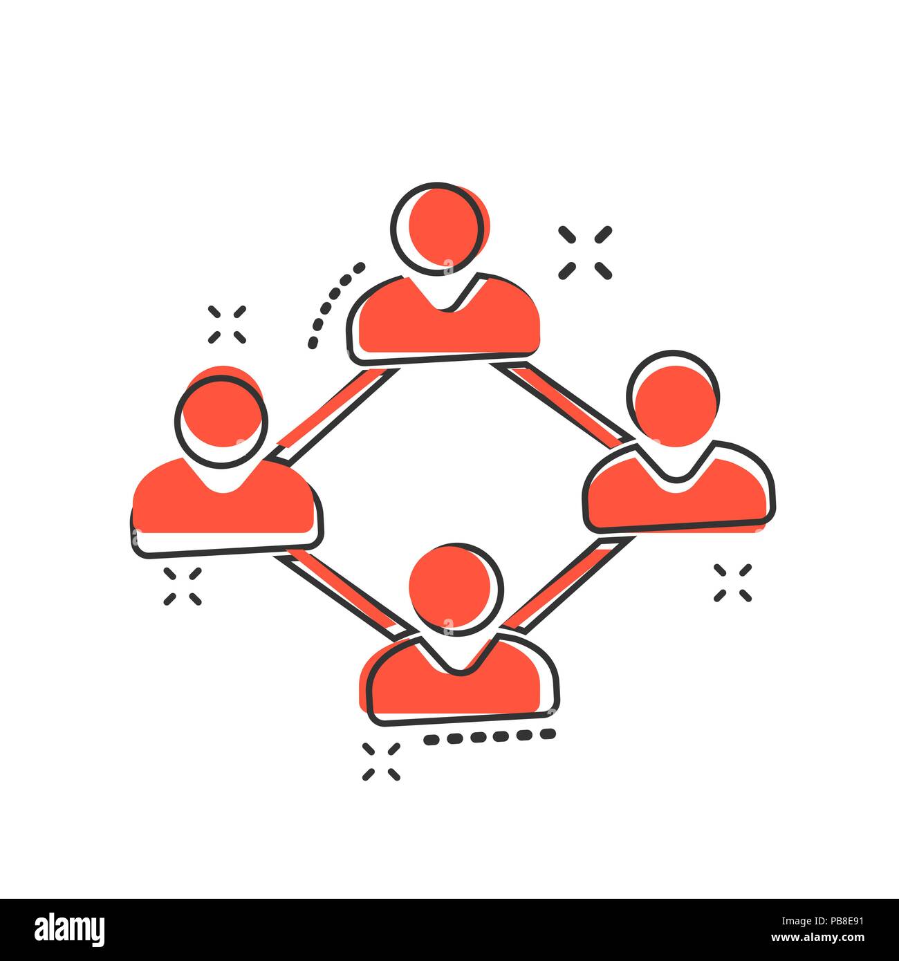 Vector cartoon social network icon in comic style. People connection ...