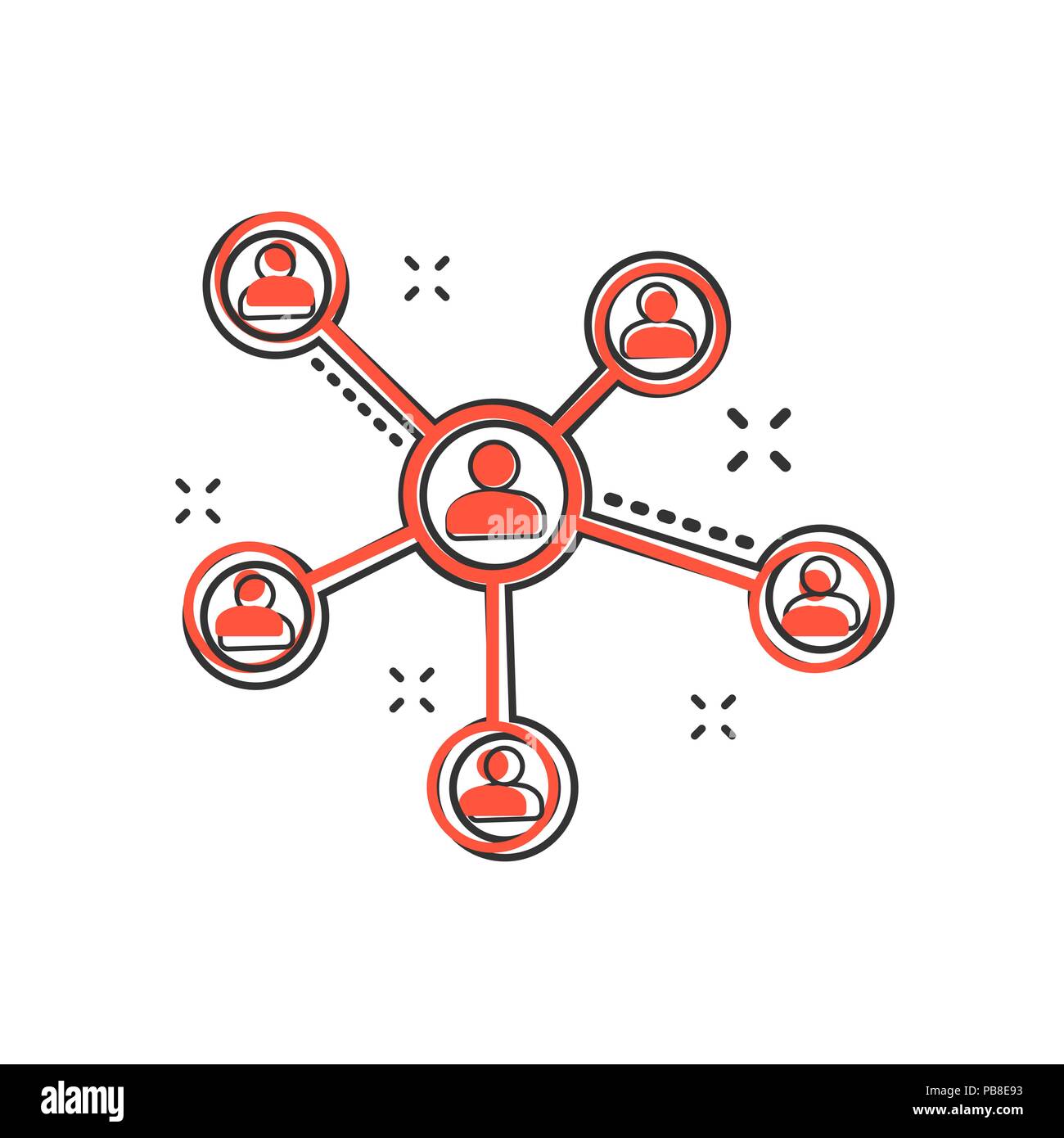 Vector cartoon social network icon in comic style. People connection ...