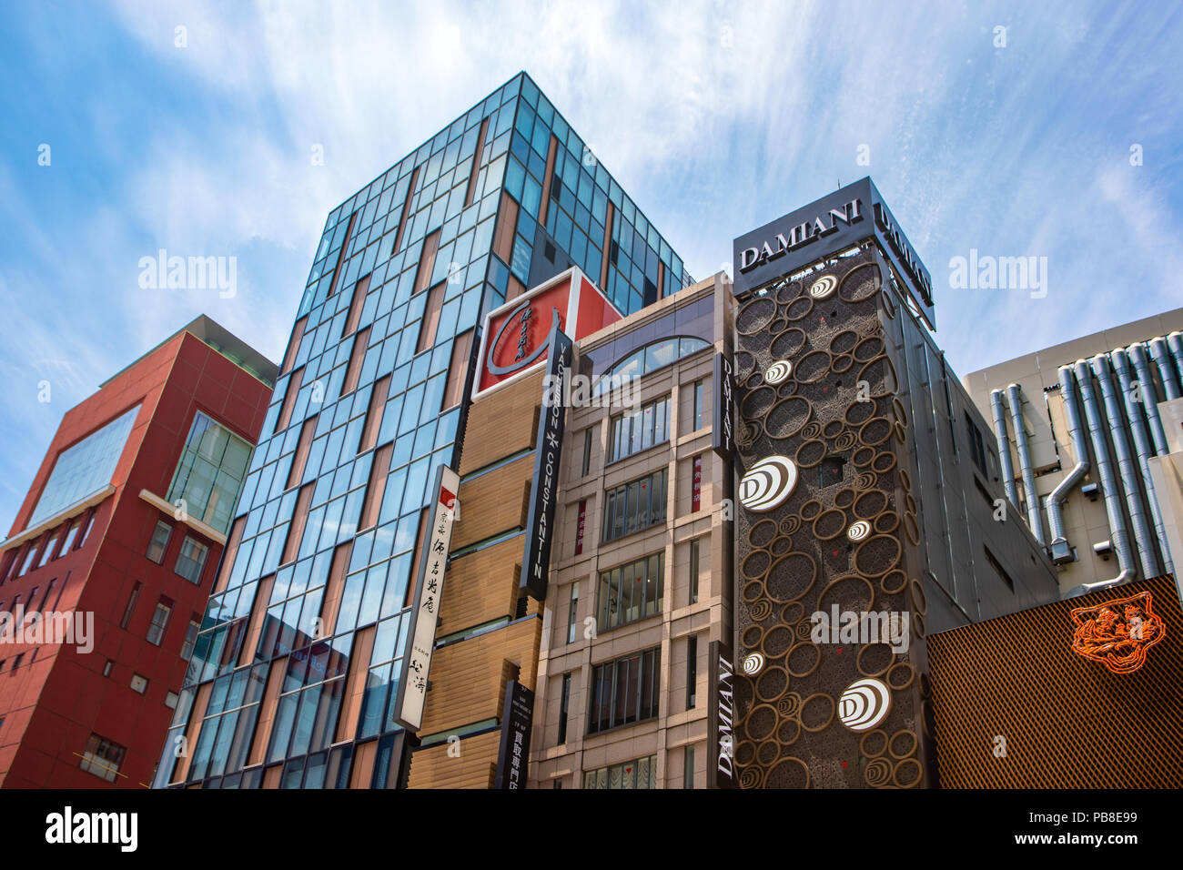 Japan, Tokyo City, Ginza District, Chuo Dori architecture Stock Photo ...