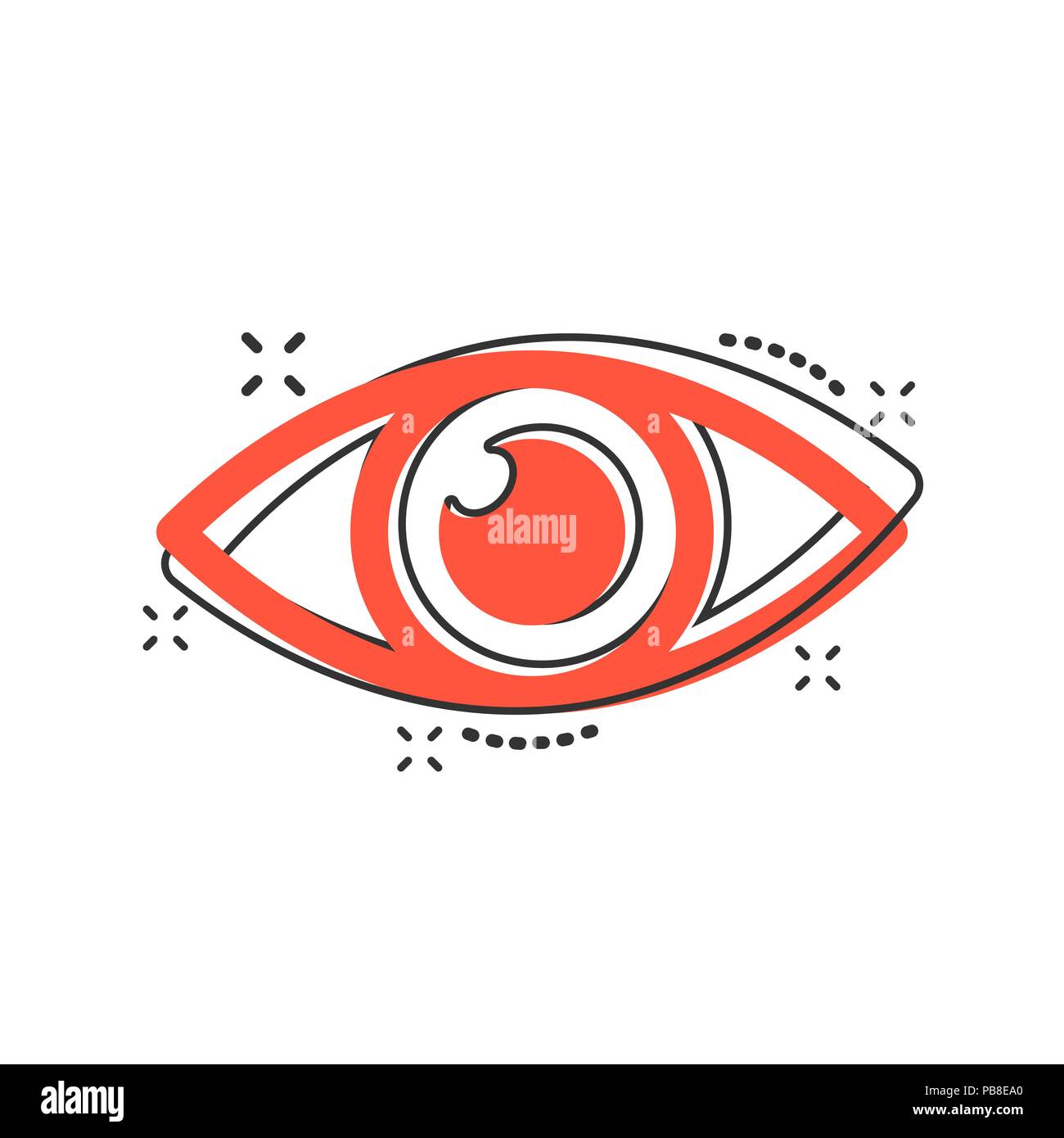 Vector cartoon eye icon in comic style. Eyeball look sign illustration ...