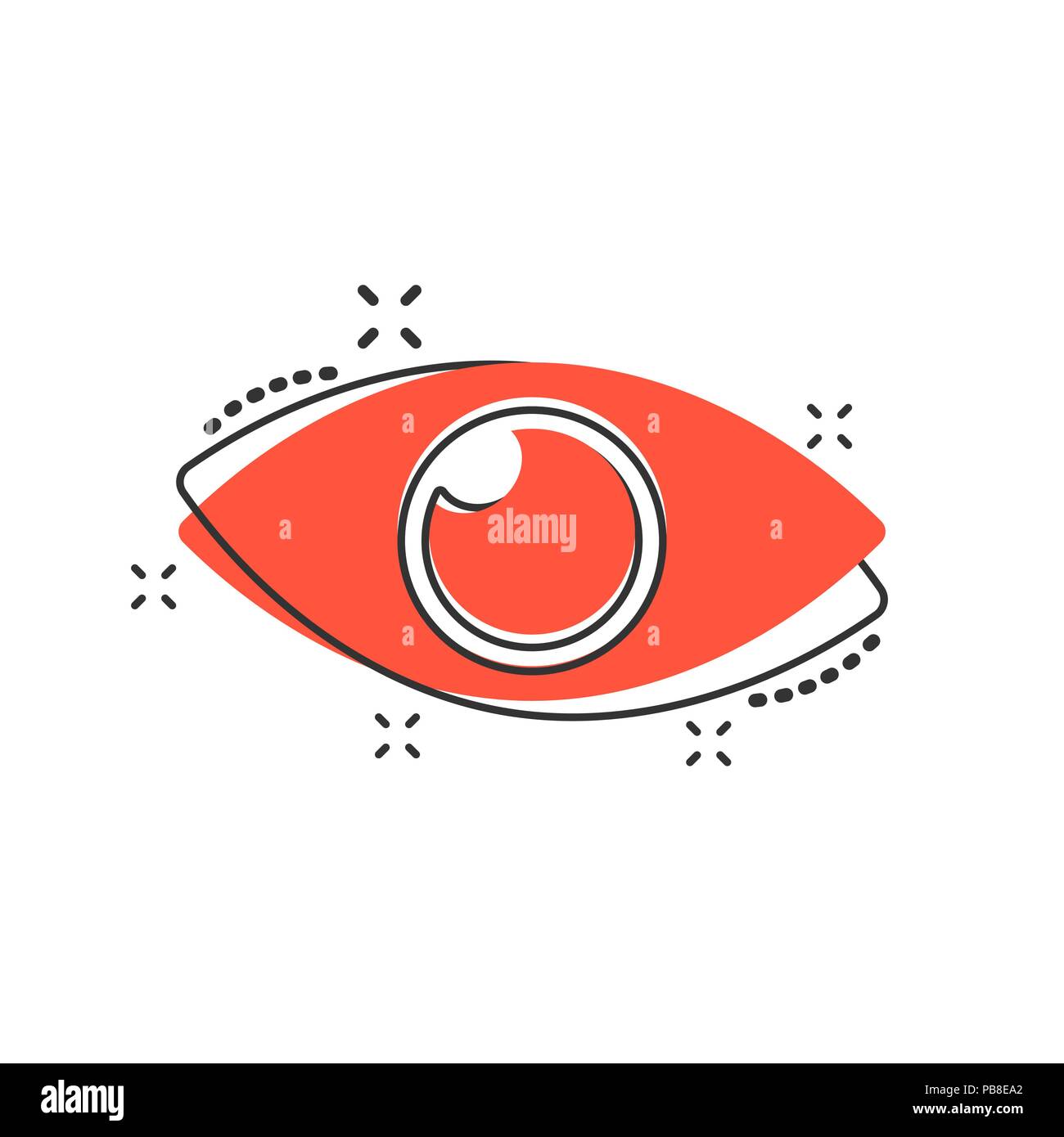 Vector cartoon eye icon in comic style. Eyeball look sign illustration ...