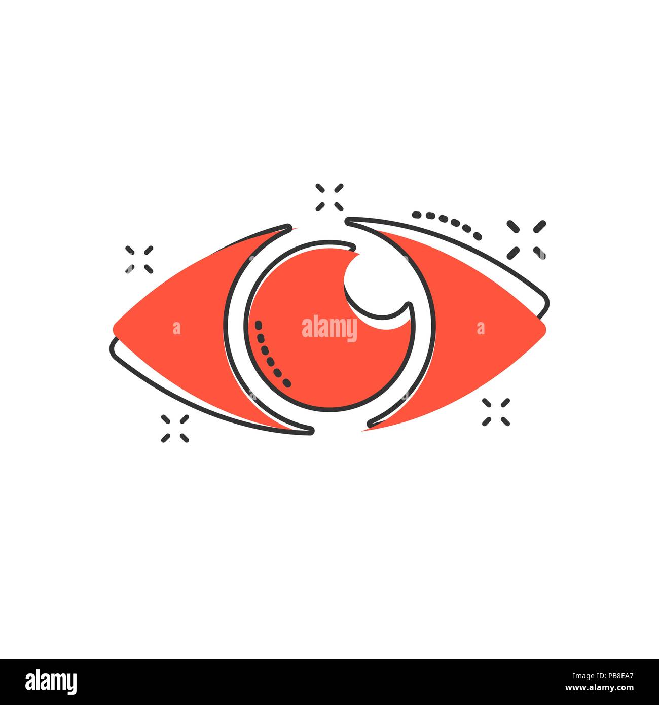 Vector cartoon eye icon in comic style. Eyeball look sign illustration ...