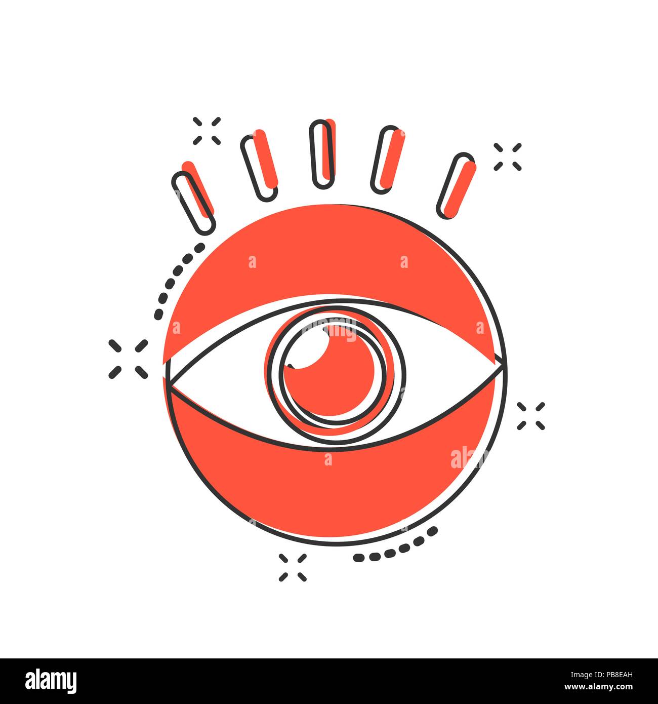 Vector cartoon eye icon in comic style. Eyeball look sign illustration ...