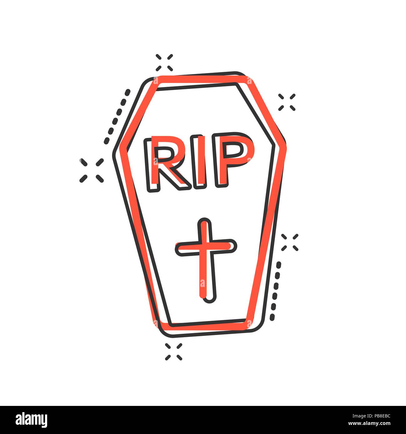 Vector cartoon halloween grave icon in comic style. Gravestone sign ...