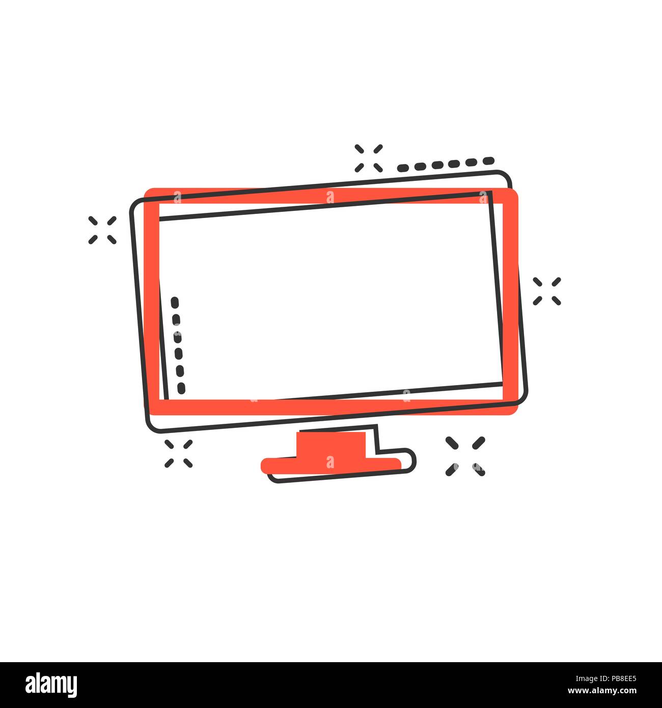 Vector cartoon computer icon in comic style. Monitor sign illustration ...