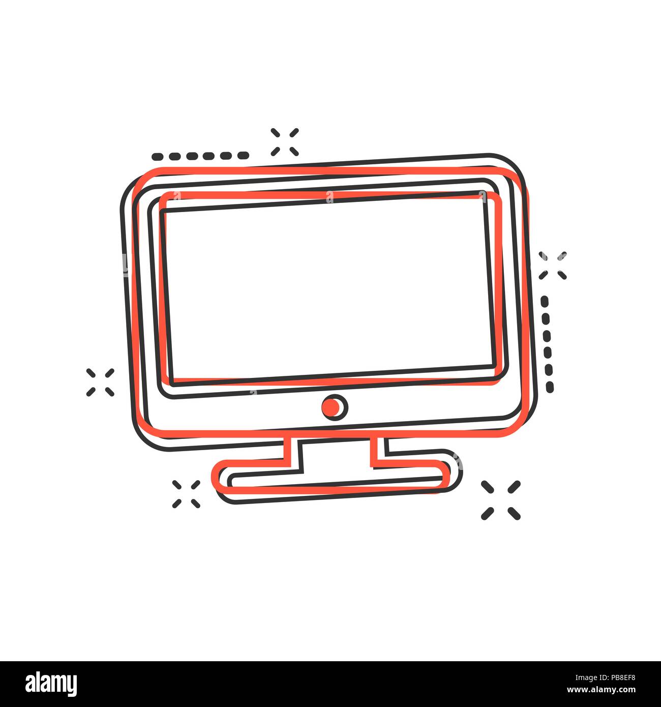 Vector cartoon computer icon in comic style. Monitor sign illustration ...