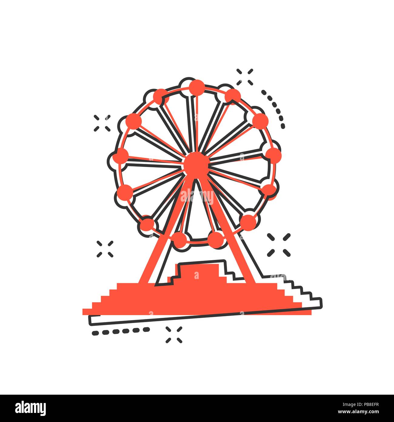 Vector cartoon ferris wheel icon in comic style. Carousel in park sign ...