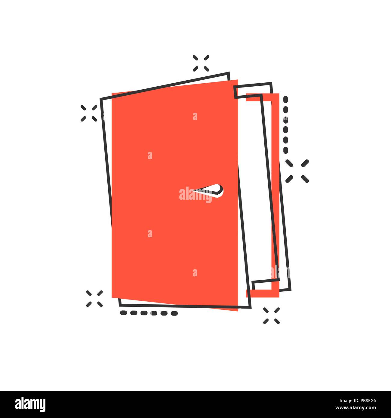 Vector cartoon door icon in comic style. Exit sign illustration ...