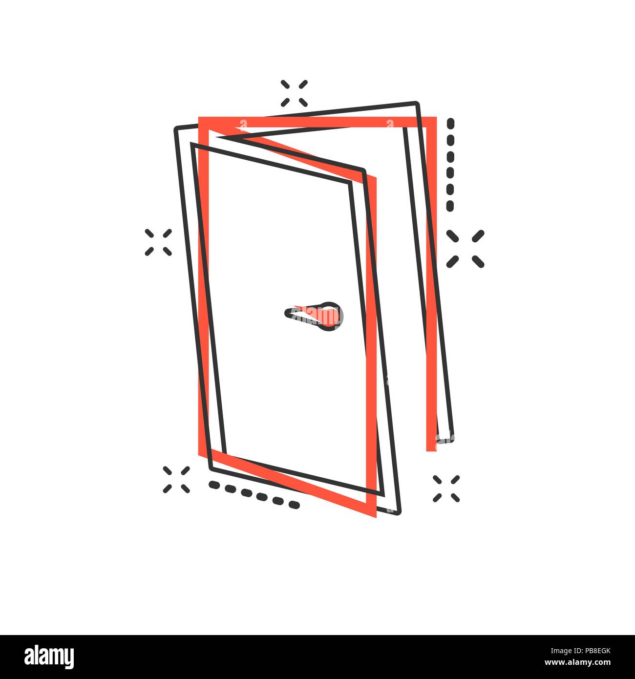 Vector cartoon door icon in comic style. Exit sign illustration ...