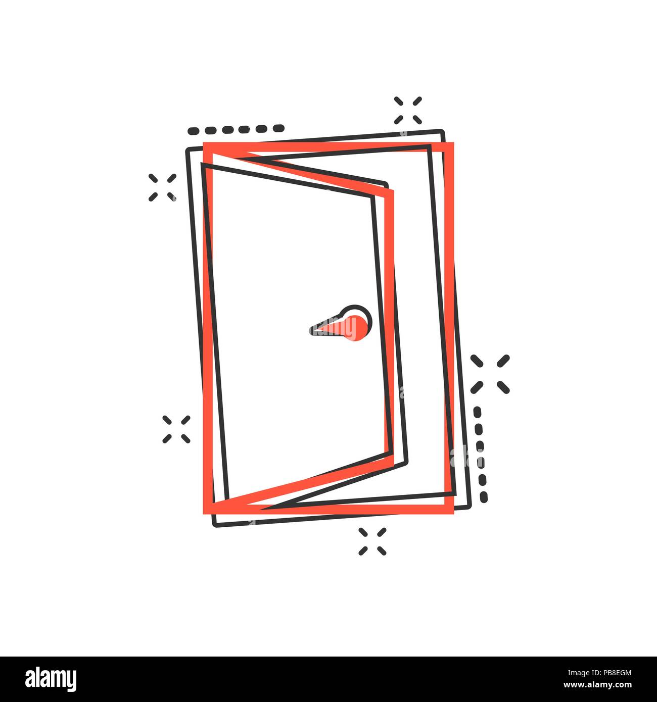 Vector cartoon door icon in comic style. Exit sign illustration ...