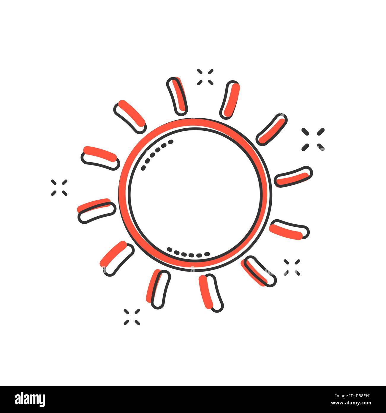 Vector cartoon sun icon in comic style. Sun with ray sign illustration ...