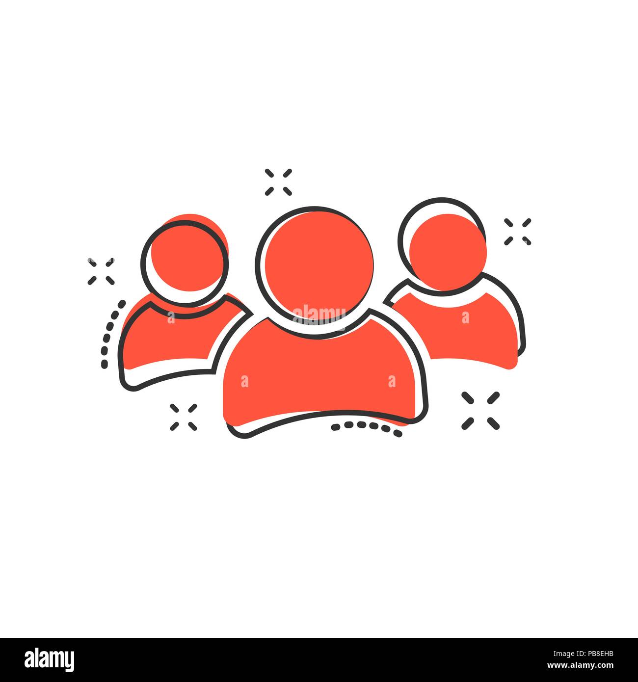 Vector cartoon group of people icon in comic style. Persons sign ...