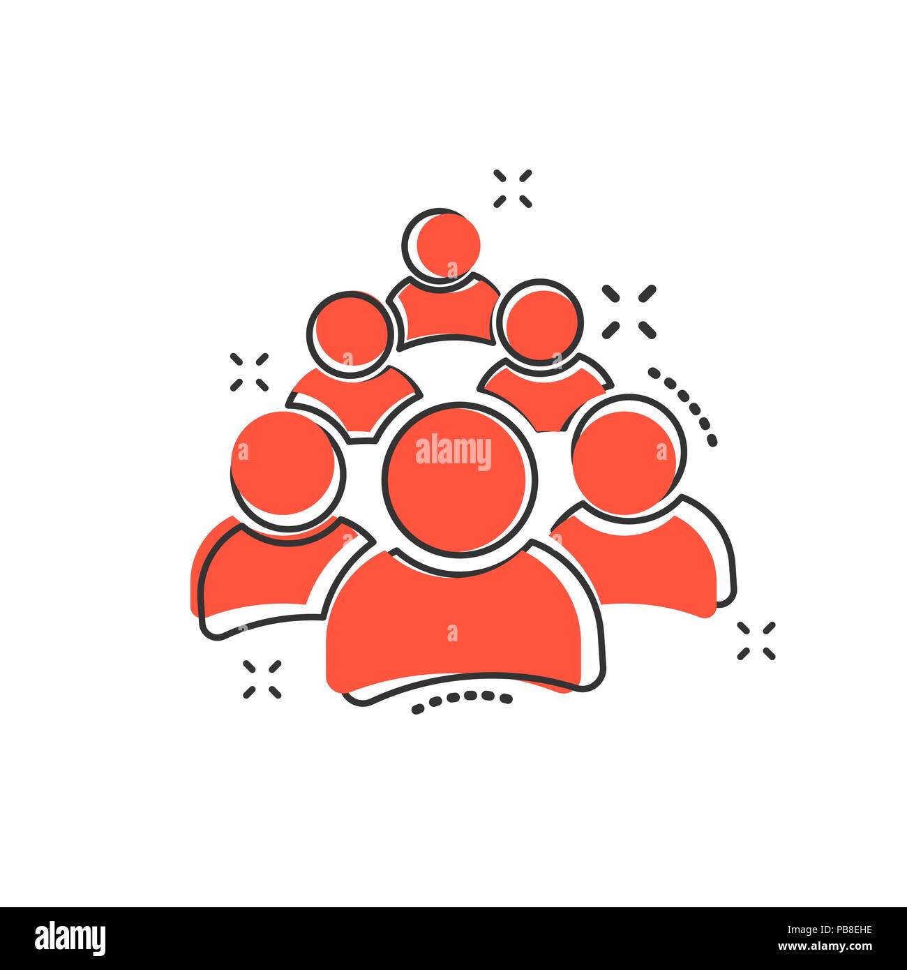 Vector cartoon group of people icon in comic style. Persons sign ...