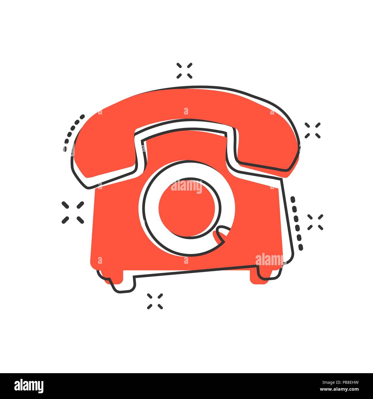 Vector cartoon phone icon in comic style. Telephone sign illustration ...