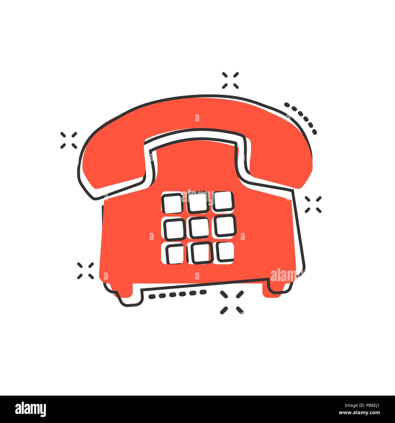 Vector cartoon phone icon in comic style. Telephone sign illustration ...