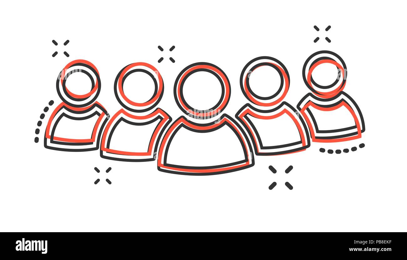 Vector cartoon group of people icon in comic style. Persons sign ...