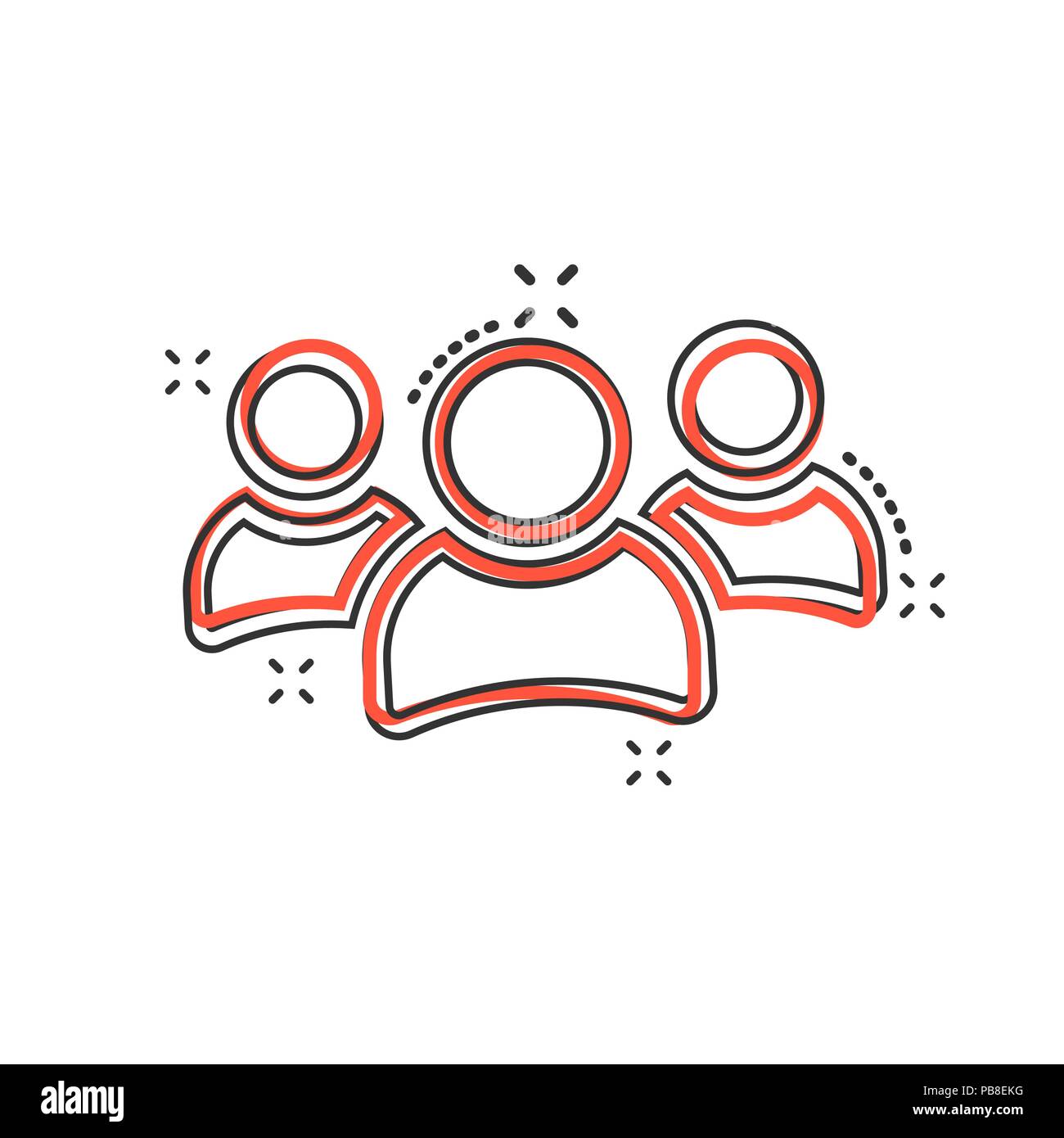 Vector cartoon group of people icon in comic style. Persons sign ...