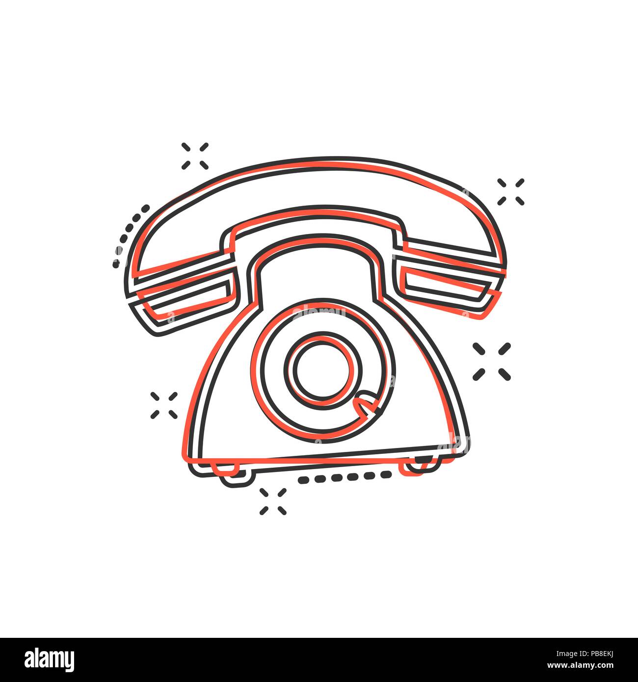 Vector cartoon phone icon in comic style. Telephone sign illustration ...