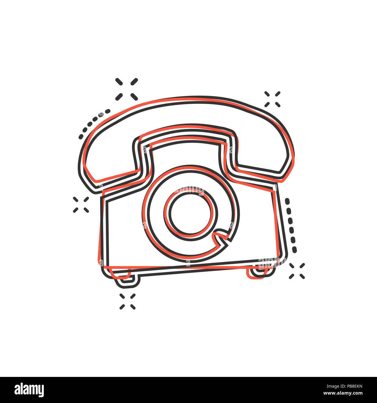 Vector cartoon phone icon in comic style. Telephone sign illustration ...