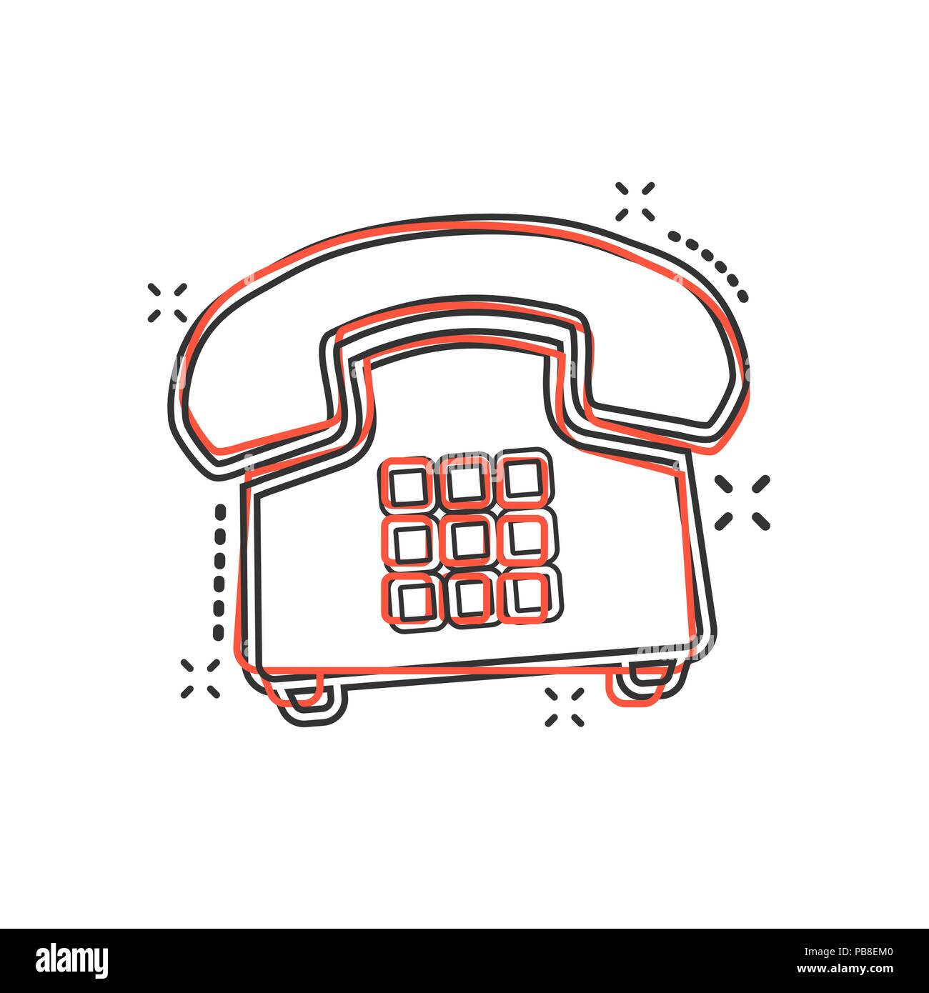 Vector cartoon phone icon in comic style. Telephone sign illustration ...